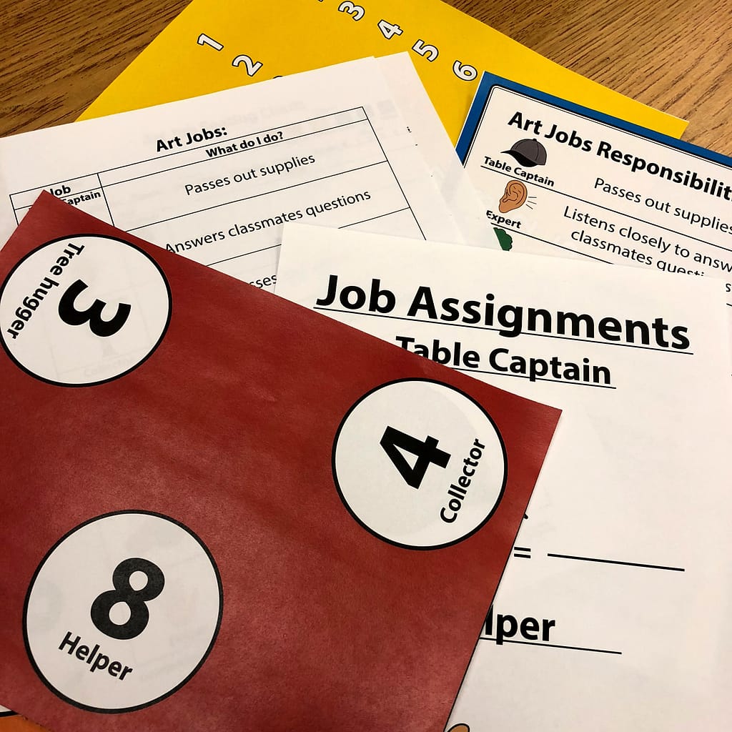 Jobs in the Art room - Elementary Art Resources